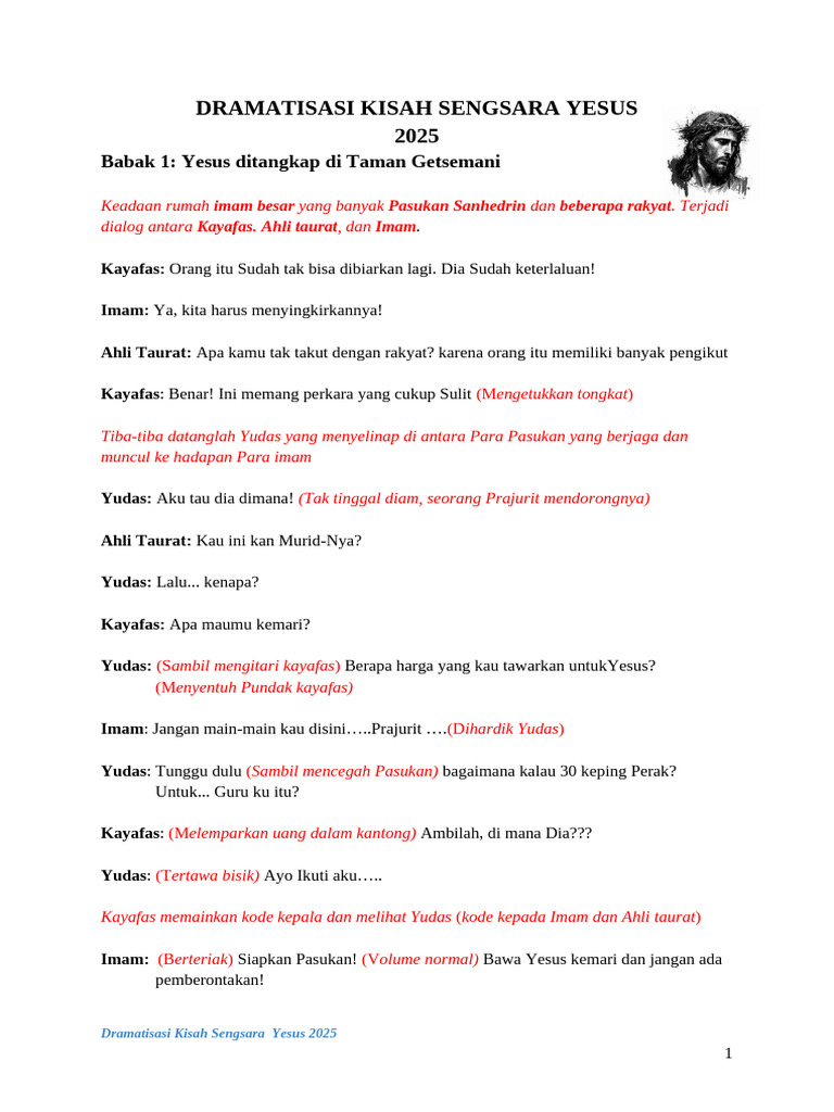 DRAMATISASI KISAH SENGSARA YESUS (Revisi Pak Eka) | PDF