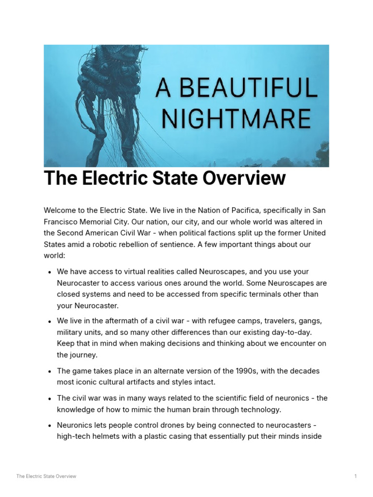 4d31a76b Ce30 46e0 994e 67ab8086f41e The Electric State Overview | PDF