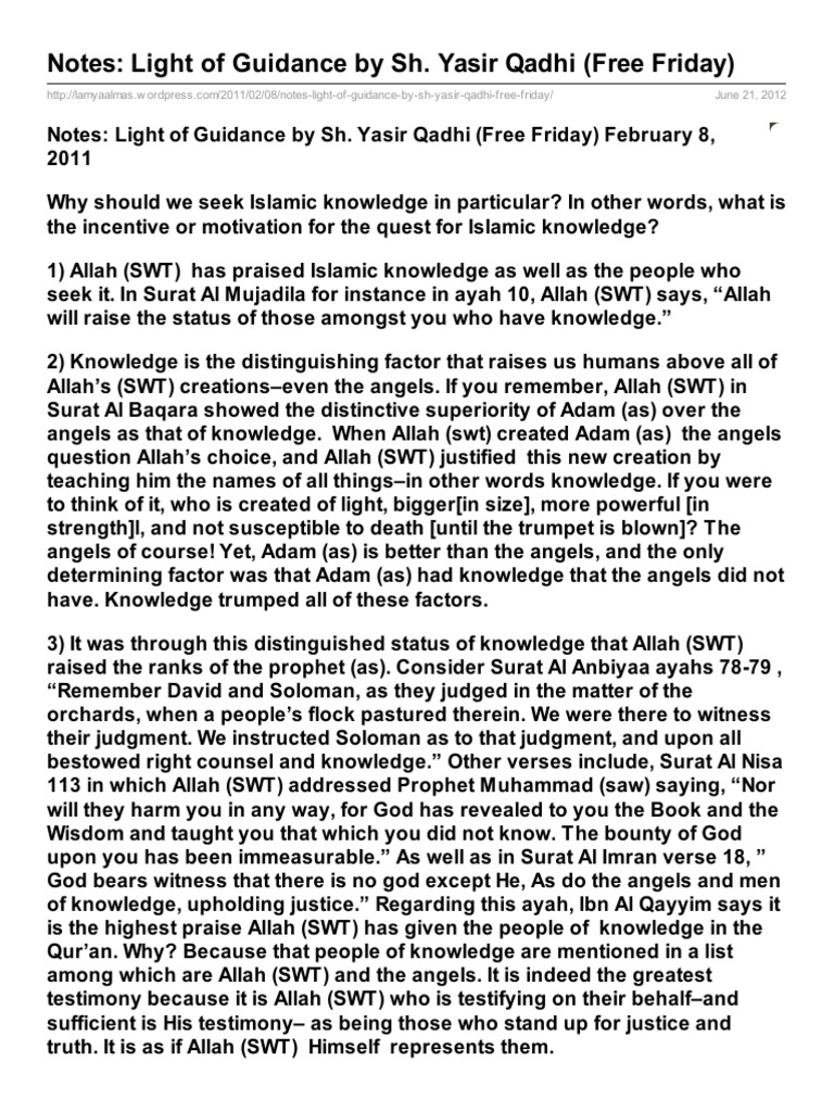 Part 1-Notes - Light - of - Guidance - Dr. Lamya Almas | PDF | God In ...