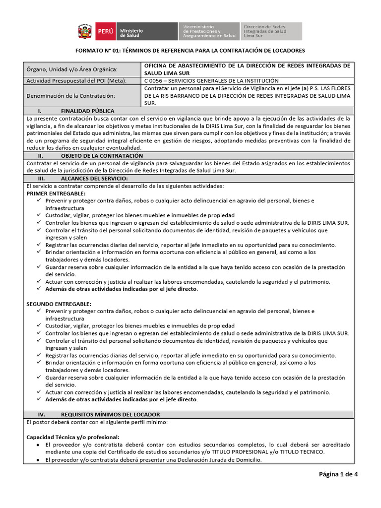 VIGILANCIA - TDR Dos Entregables OK 2025-1 | PDF | Corrupción política ...