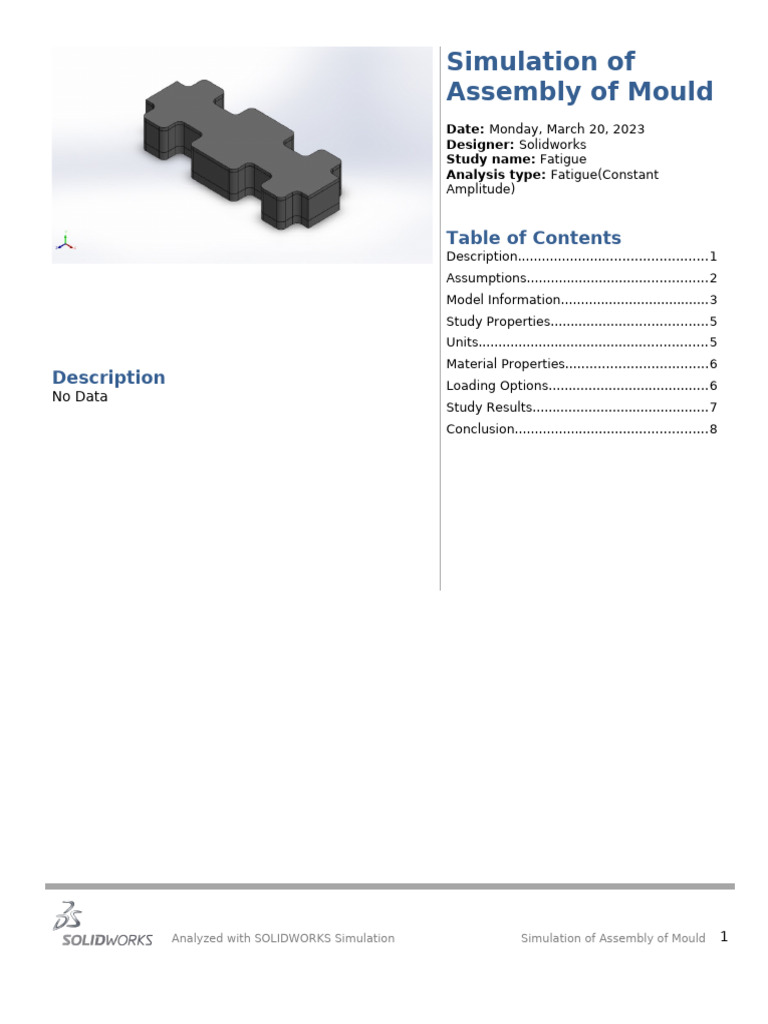 Mould Assembly Fatigue Simulation Report | PDF | Density | Simulation