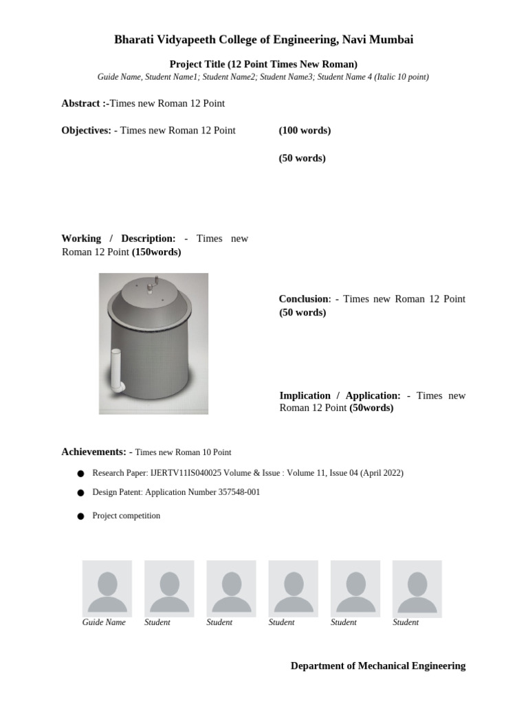 One Page Project Details Format | PDF