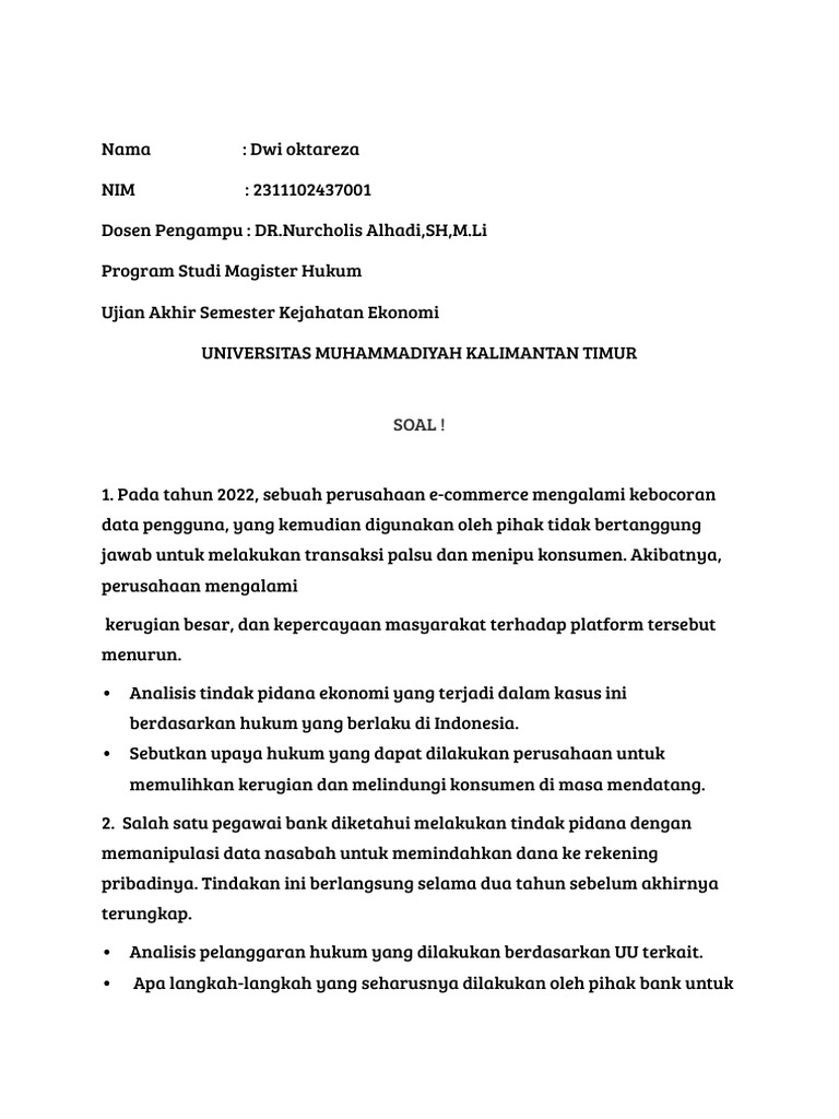 Uas Dwi Oktareza.docx | PDF