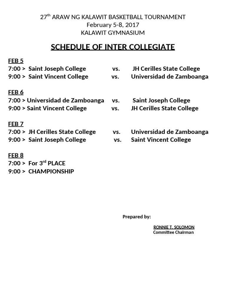 27th Araw Ng Kalawit Basketball Tournament (Autosaved) | PDF