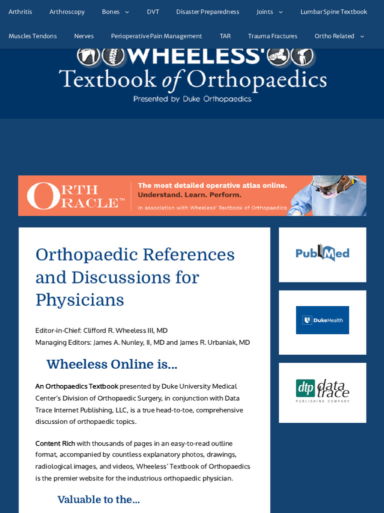 Orthopaedic References and Discussions For Physicians: Wheeless Online Is.. | PDF | Orthopedic ...