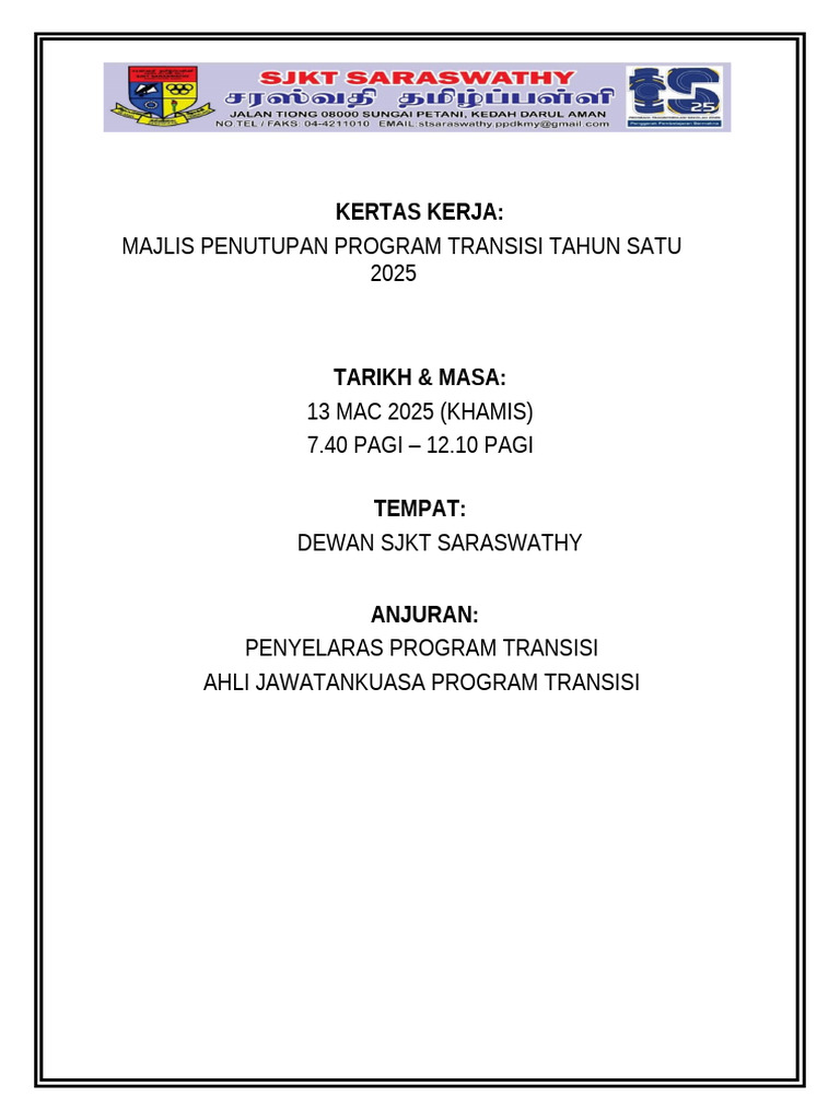 Kertas Kerja Penutup Transisi | PDF