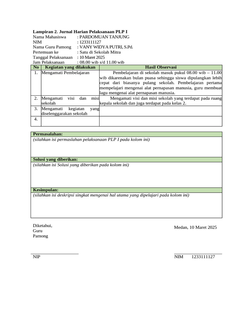 Buku Panduan PLP 1 Tahun 2025 | PDF