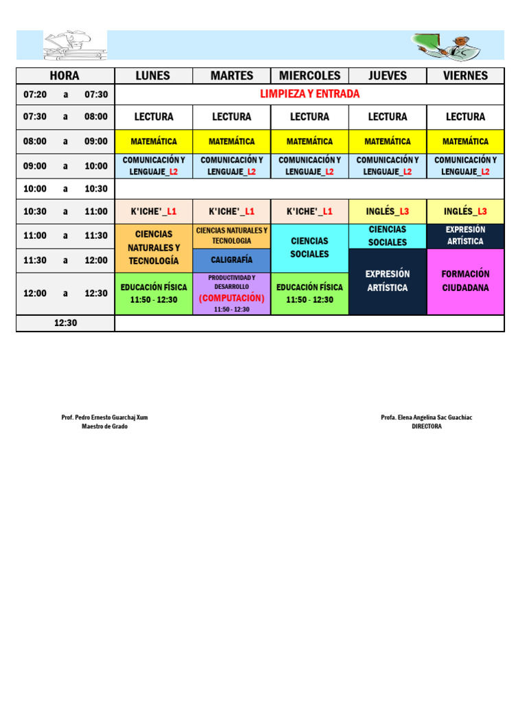 Horario de Clases Sexto "C" 2025 | PDF