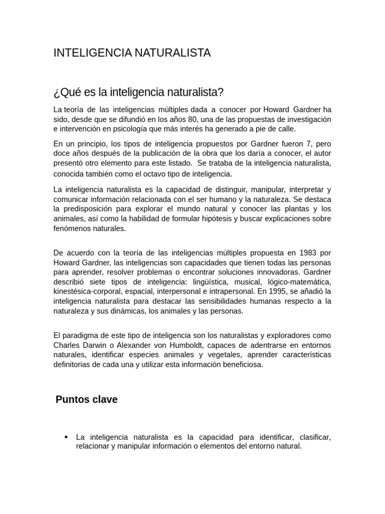Inteligencia Naturalista | PDF | Inteligencia | Science