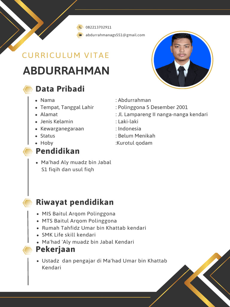 Putih Hitam Emas Profesional Modern CV Resume Riwayat Hidup_20240707 ...
