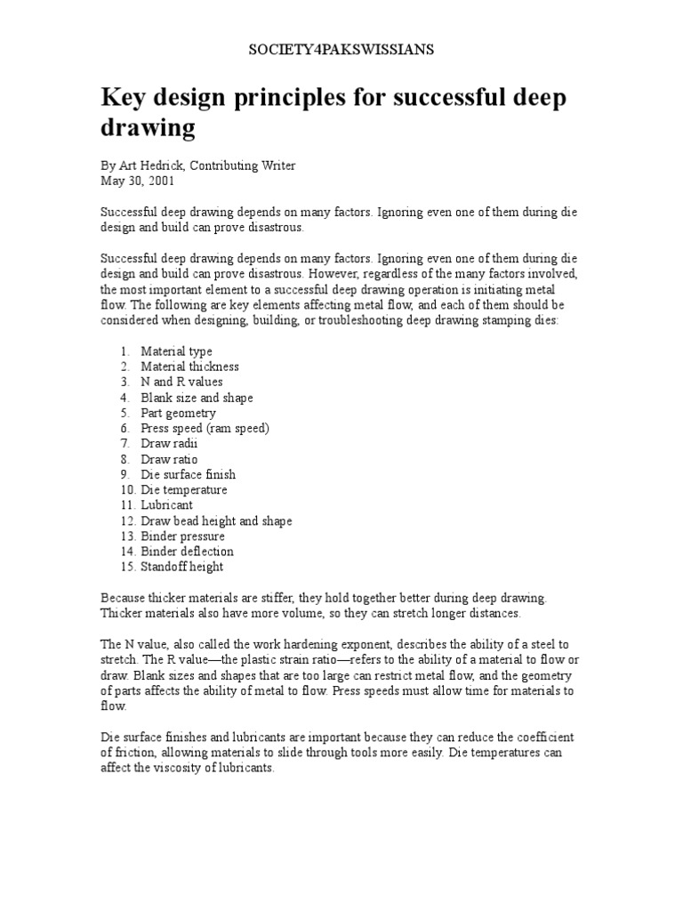 Key Design Principles For Successful Deep Drawing | PDF | Automation ...