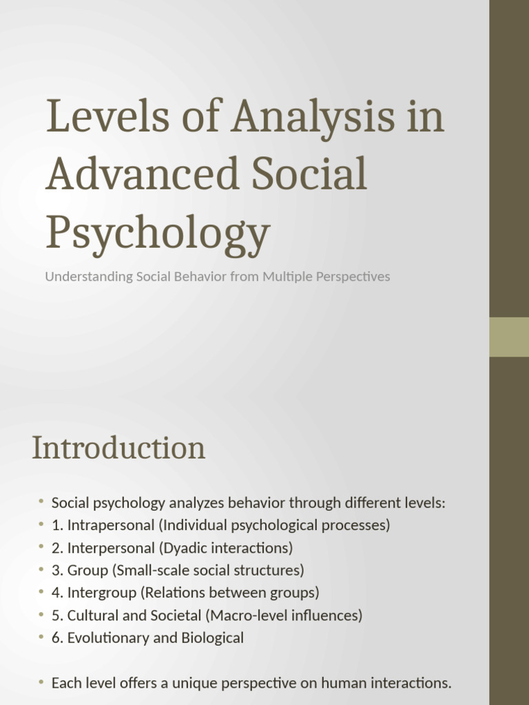 Levels of Analysis in Social Psychology | PDF | Aggression | Psychology