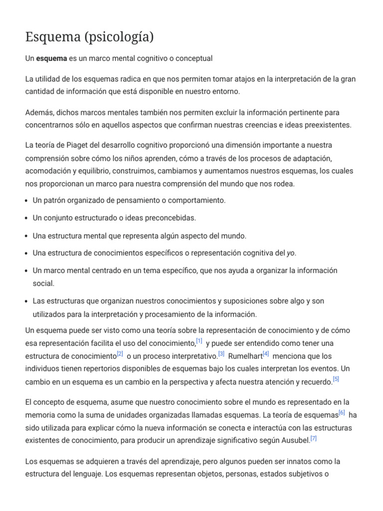 Esquemas Cognitivos en Psicología | PDF | Esquema (psicología ...