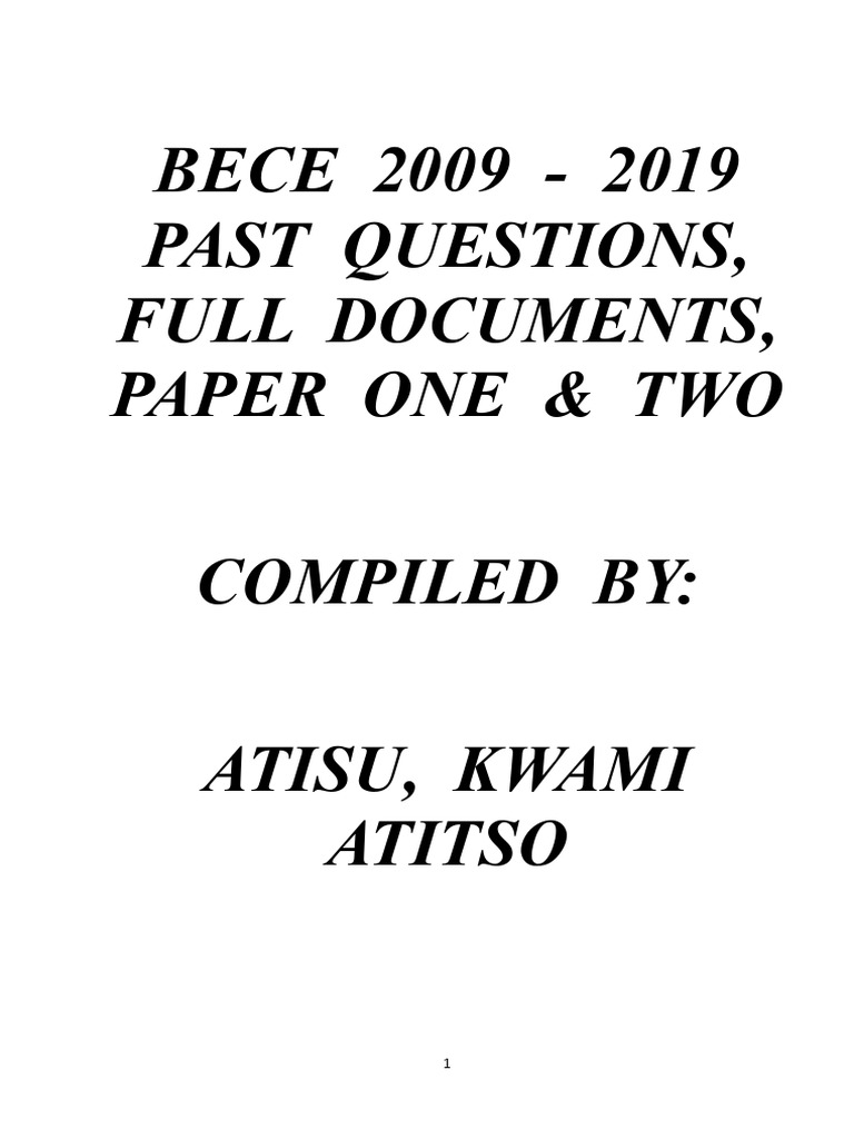 2009 - 2019 BECE French Language Past Questions | PDF