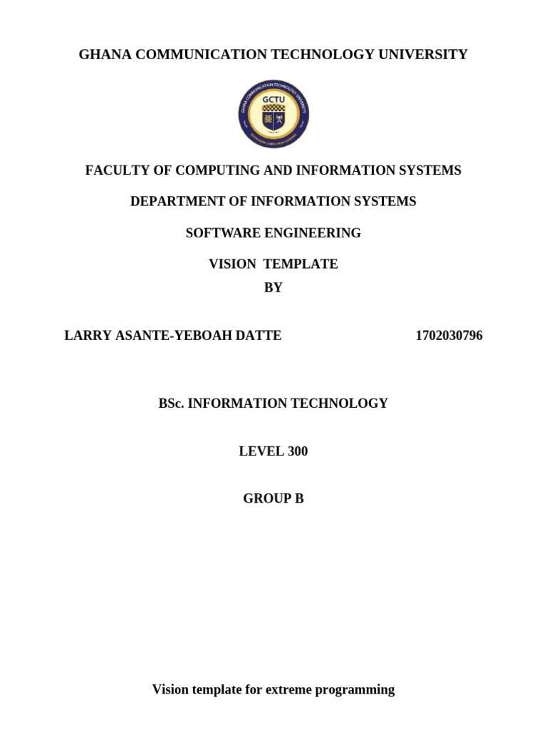 Extreme Programming Vision Template | PDF