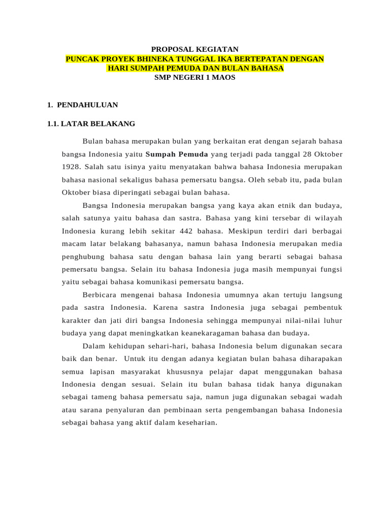 Proposal Bulan Bahasa 1617 | PDF
