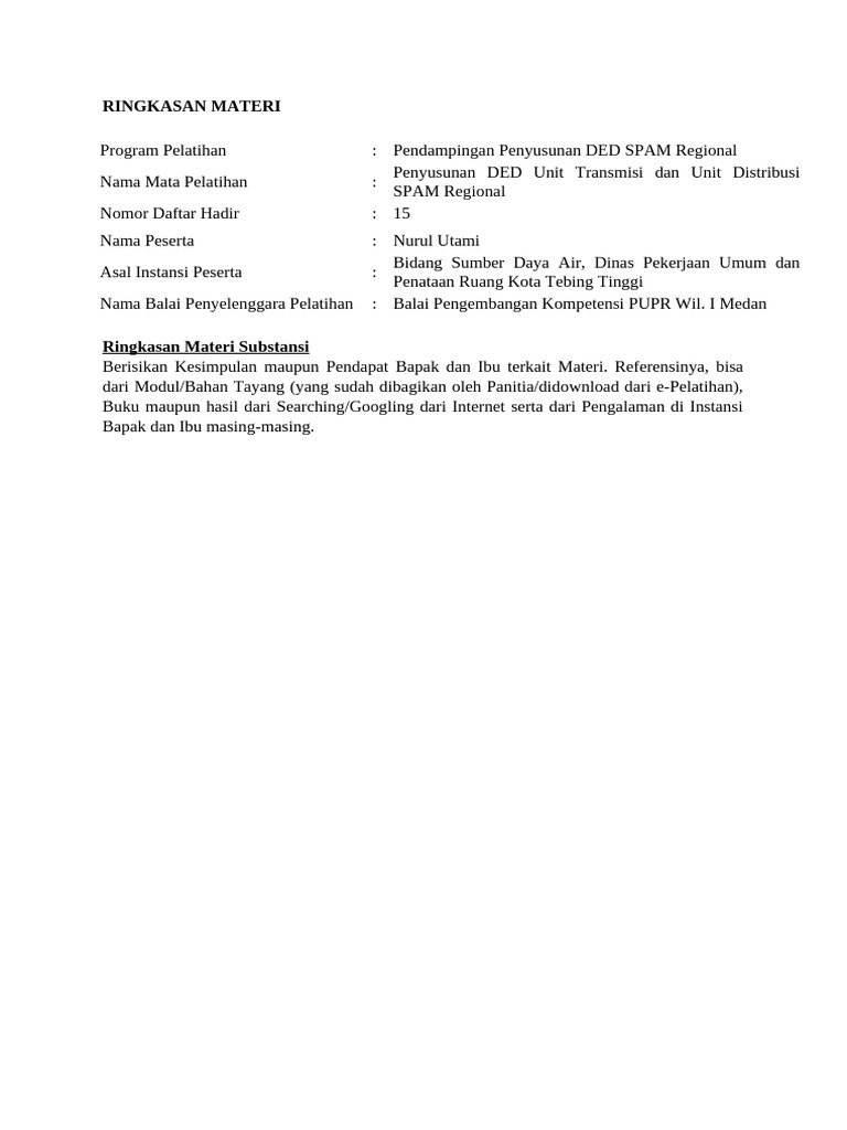 Nurul Utami-Penyusunan DED Unit Transmisi Dan Unit Distribusi SPAM ...