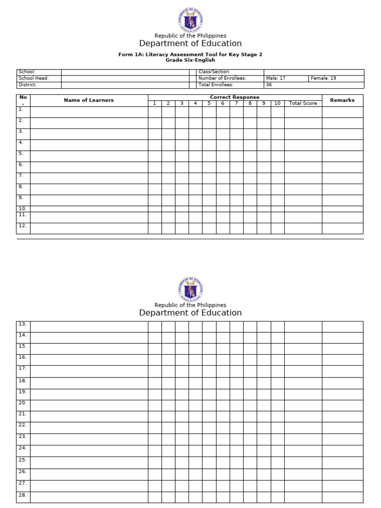 G6 Reading Validation Literacy Assessment Tool For KS 2 | PDF | Procedural Knowledge | Learning