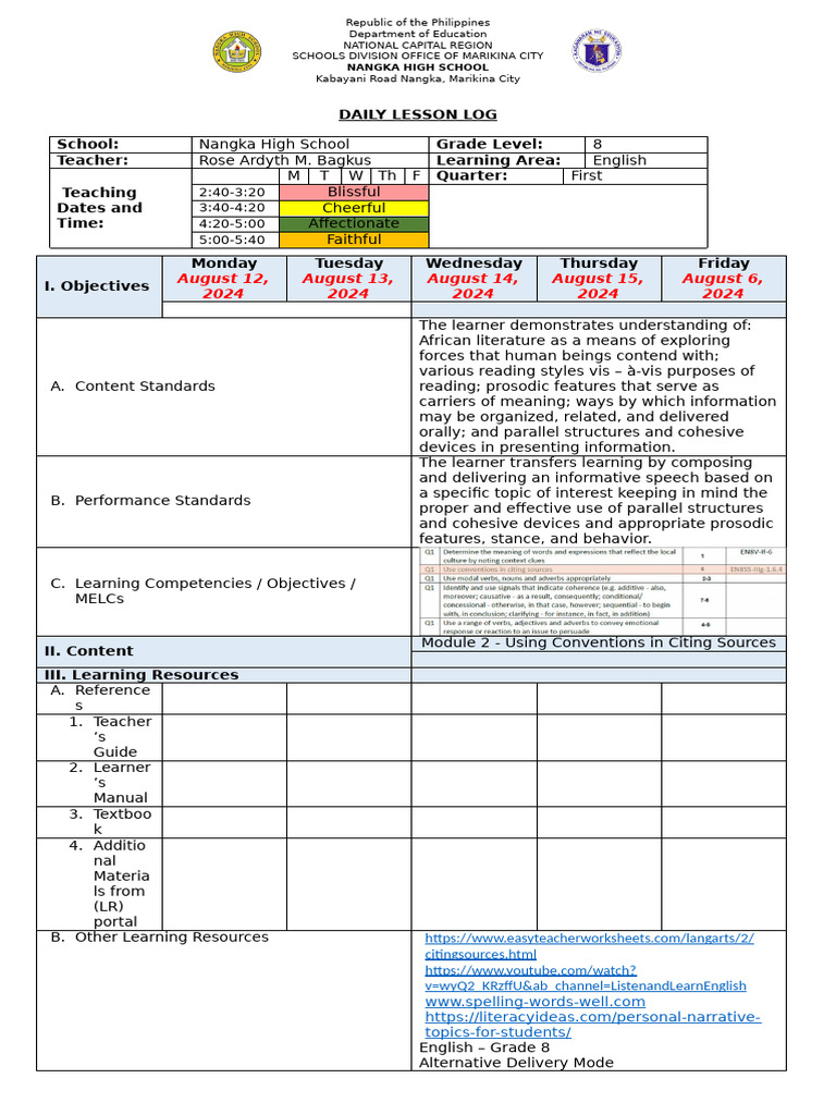 Q1_M2_DLP_Module 2 - Using Conventions in Citing Sources | PDF ...