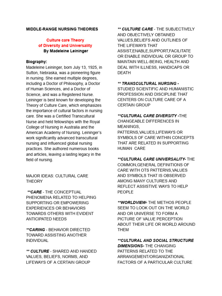 Middle-Range Nursing Theories | PDF | Psychology | Behavioural Sciences