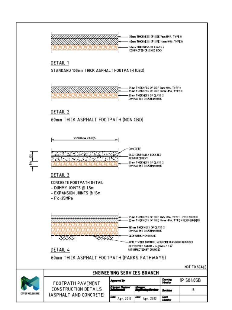 Drawing 50405b Footpath Pavement Construction Concrete | PDF