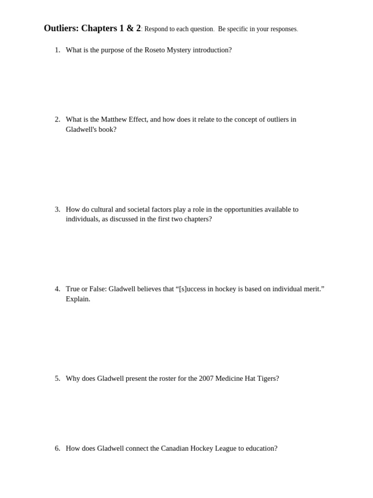 Outliers Chapters 1 & 2 Summary | PDF
