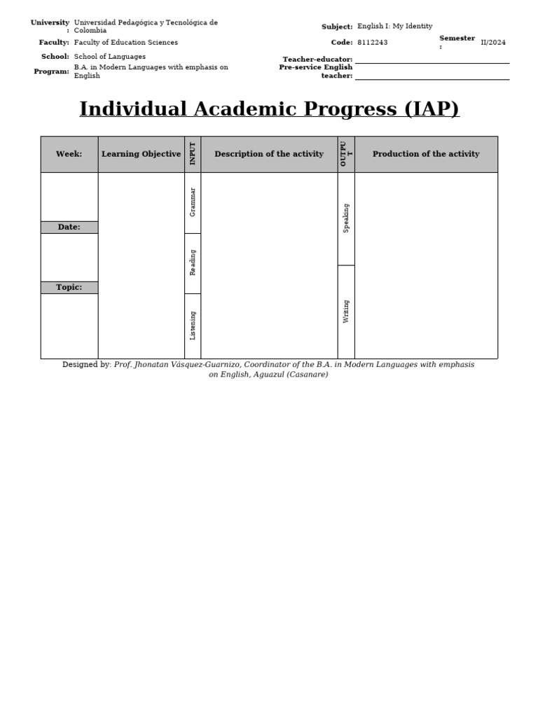 Individual Academic Progress (IAP) | PDF