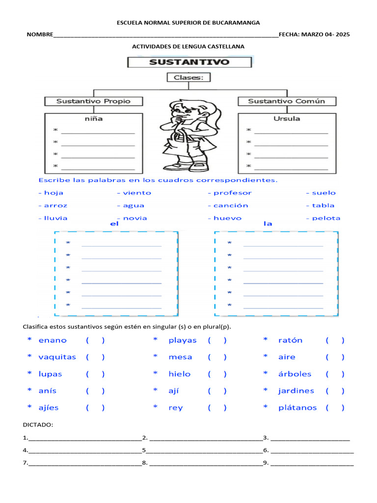 Actividades Sobre Sustantivo | PDF