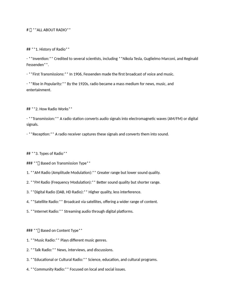 History and Types of Radio Explained | PDF