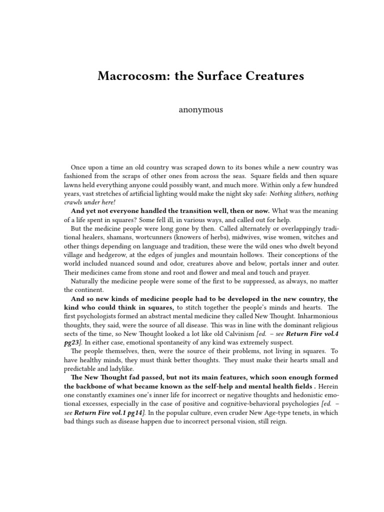 macrocosm-the-surface-creatures | PDF | Feeling | Thought