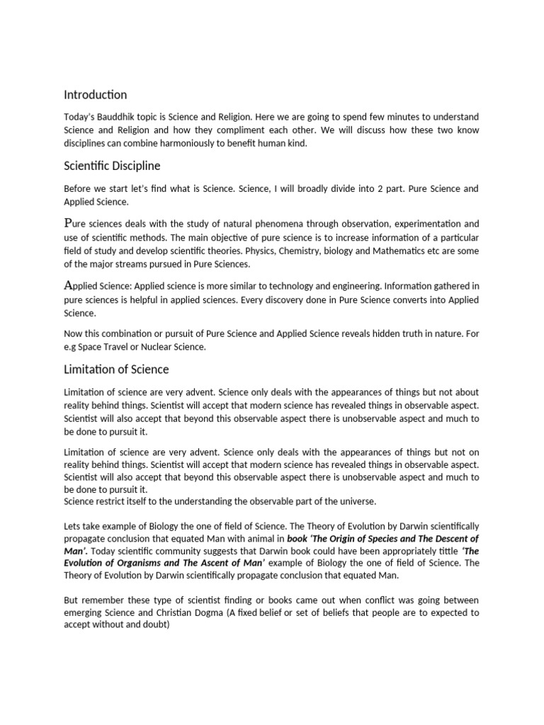 Essay On Science and Impact On Personal Beliefs | PDF | Science ...