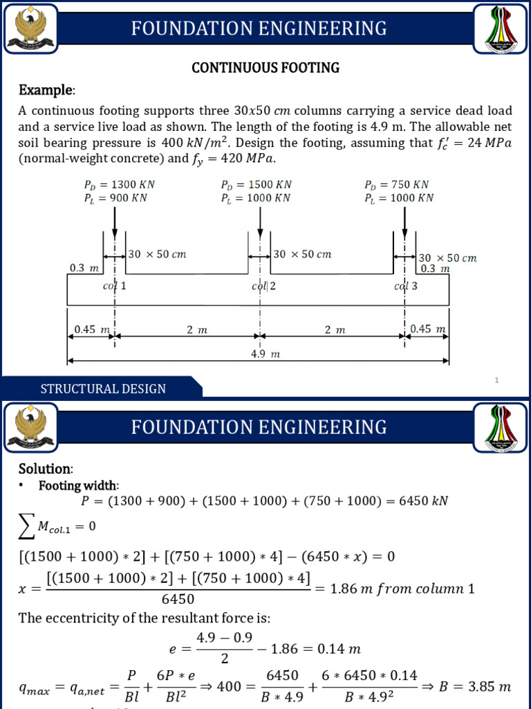 LECTURES-14 (Structural Design of Continuous Footing) | PDF | Applied ...