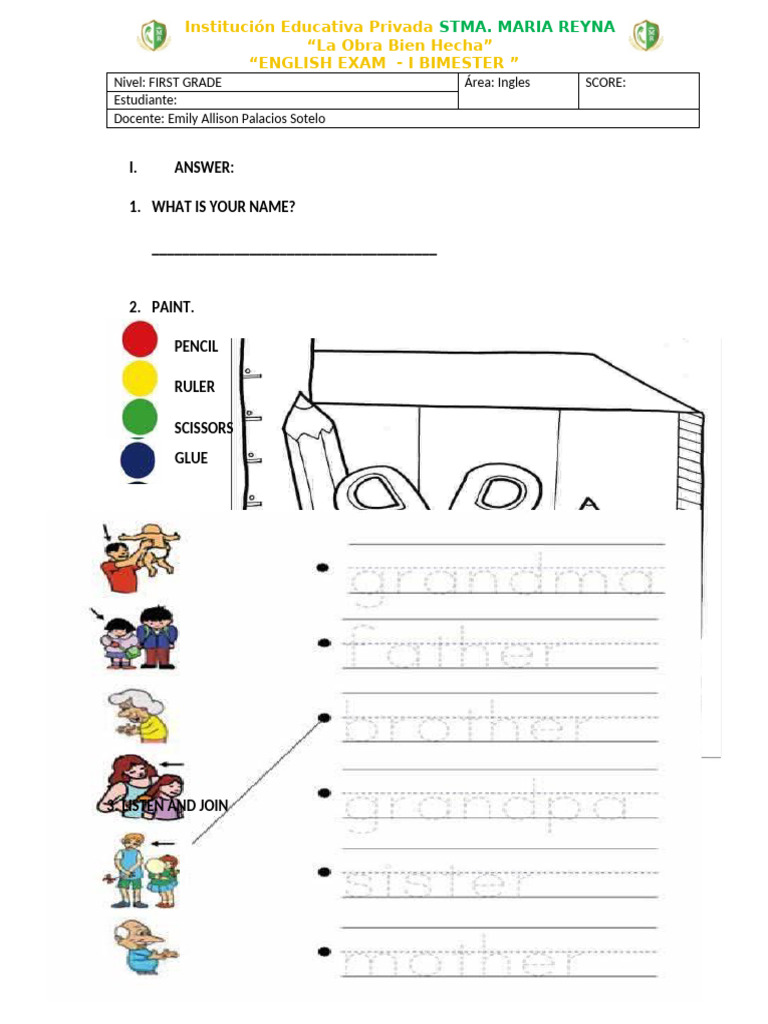 Exam First and Second Grade MR | PDF