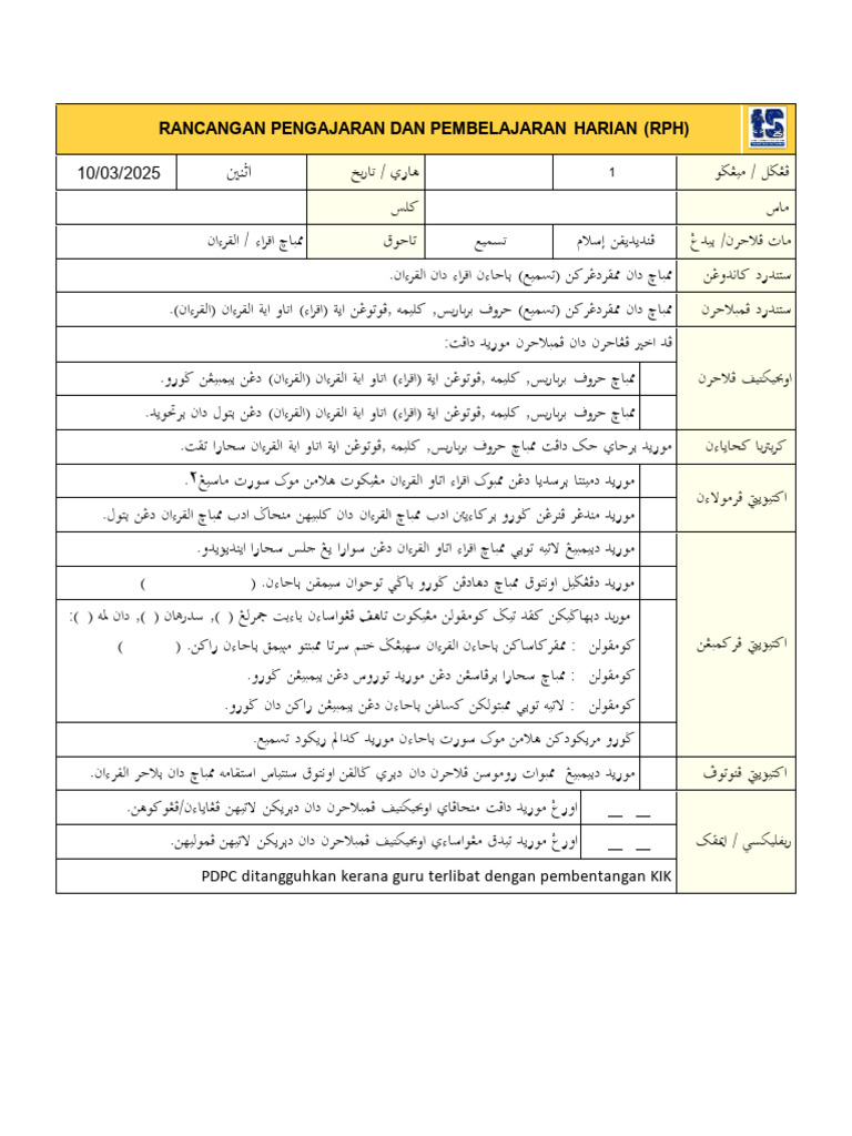 1) Isnin - 10.3.2025 | PDF