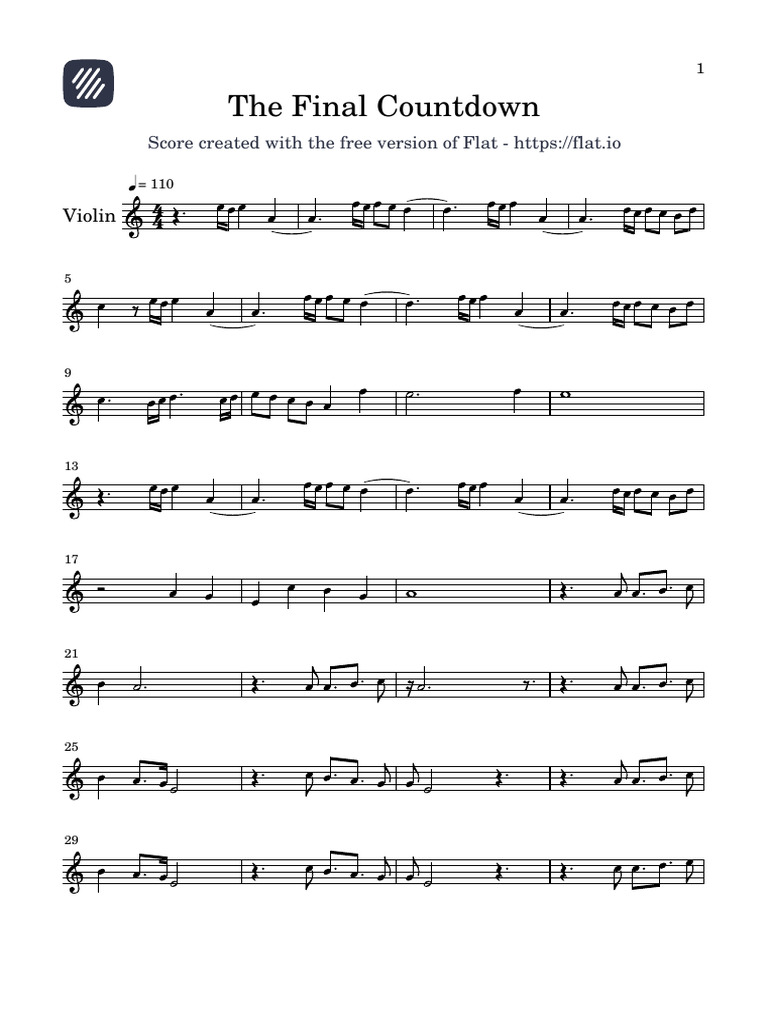 Violin Score: The Final Countdown | PDF