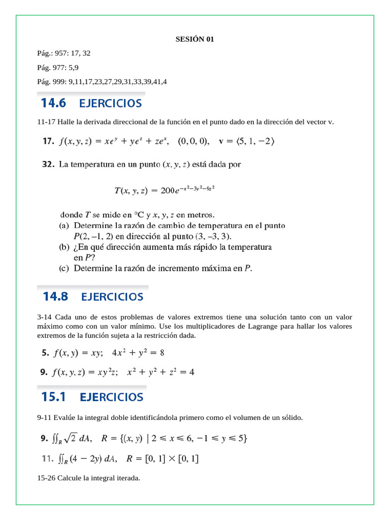 CALCULO VECTORIAL EJERCICIOS PROPUESTOS | PDF