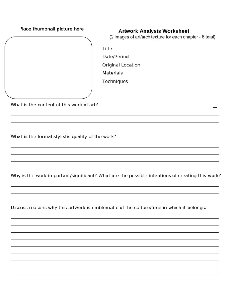 Artwork Analysis Worksheet | PDF