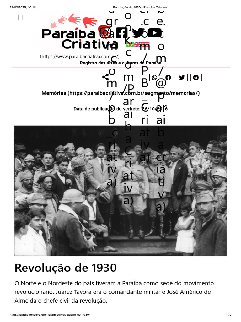 Revolução De 1930 Na Paraíba Contexto E Líderes Pdf Governo Brasil
