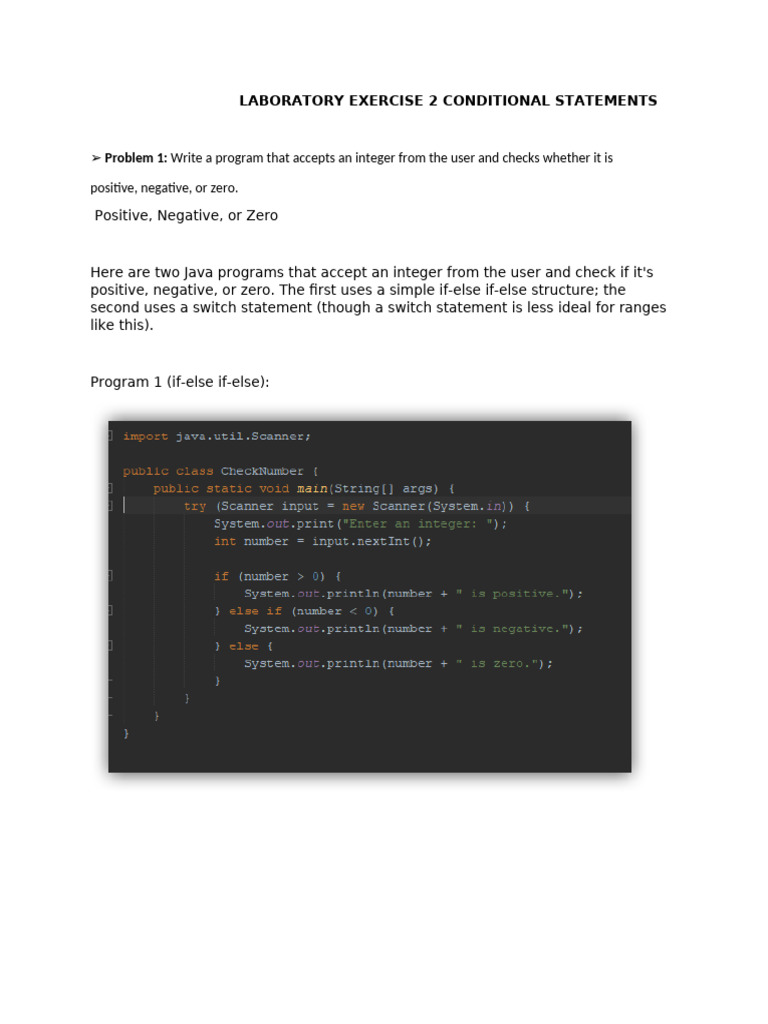 Laboratory Exercise 2 Conditional Statements By Rabosaj Pdf Computer Programming Software