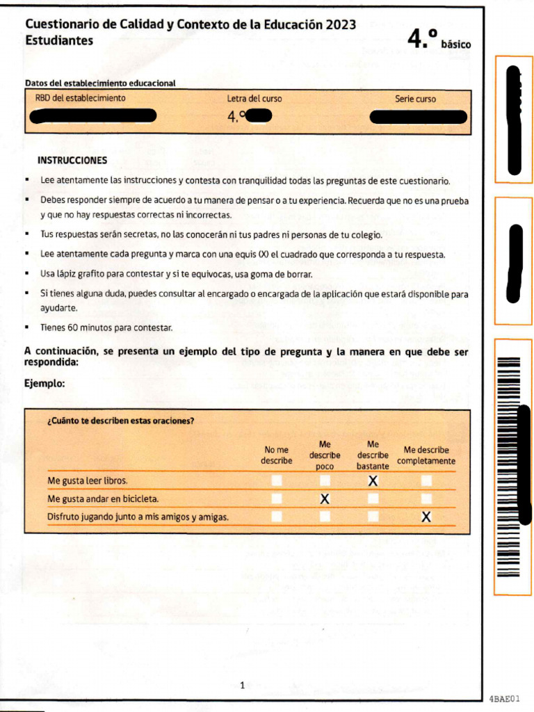 Cuestionario de Calidad y Contexto de La Educacion 2023 Estudiantes | PDF