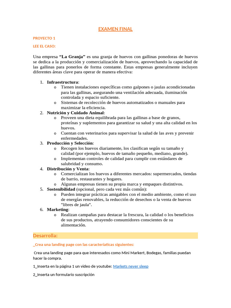 Examen Final: "La Granja" | PDF | Granjas | Pollo