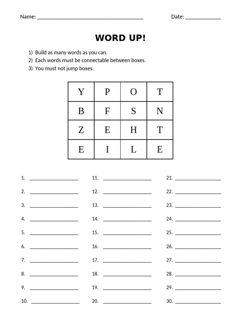 Word Up! Word Building Activity | PDF
