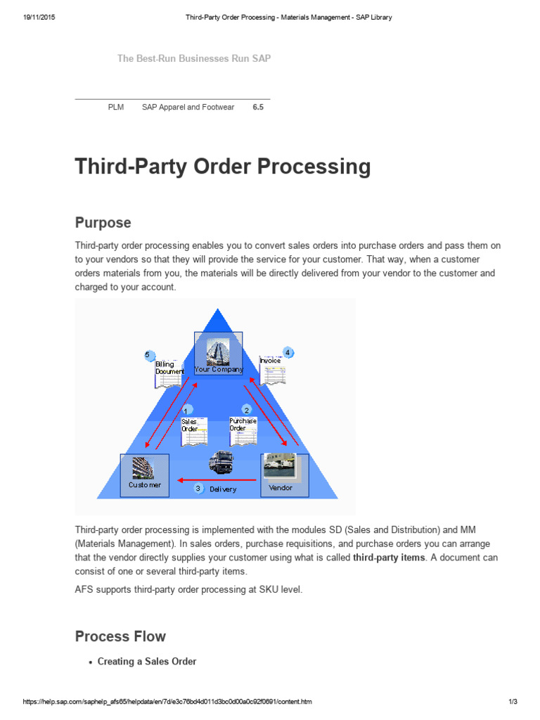 Third-Party Order Processing - Materials Management | PDF | Goods | Receipt