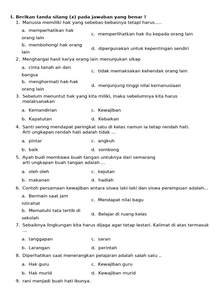 Soal Pas Kelas 3 Tema 4 | PDF
