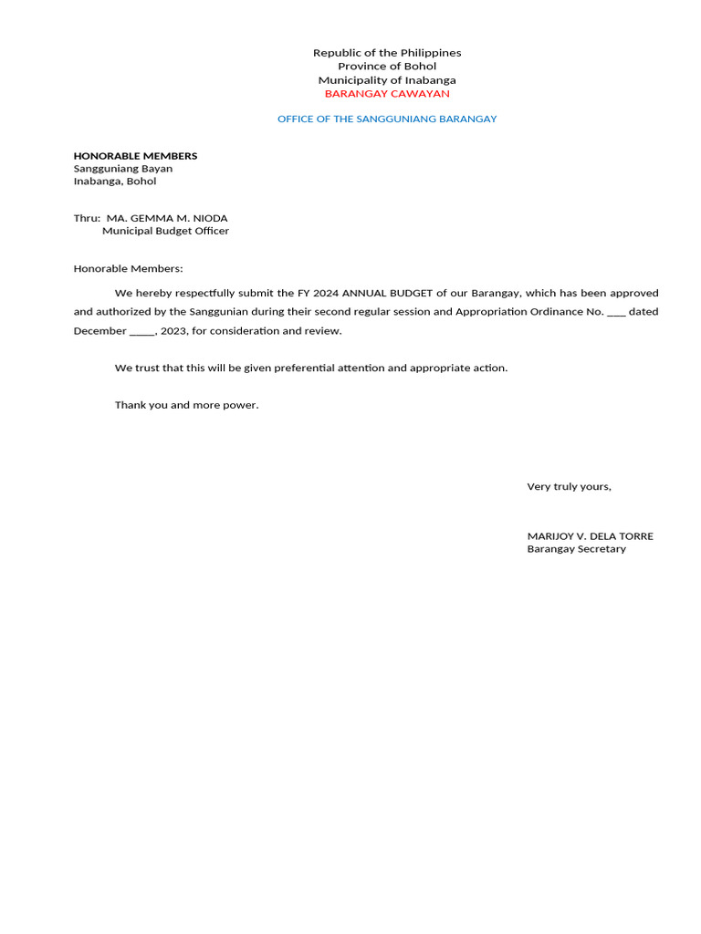 CAWAYAN ANNUAL BUDGET (AutoRecovered) | PDF | Expense | Budget