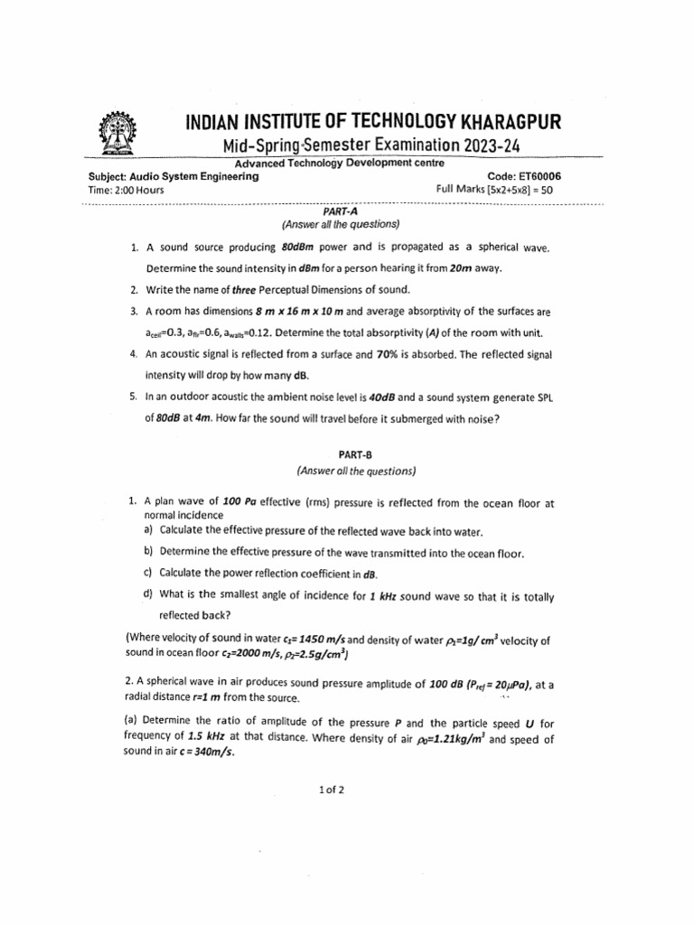 2024 Mid Spring ATDC ET60006 Audio System Engineering MS 2024 | PDF