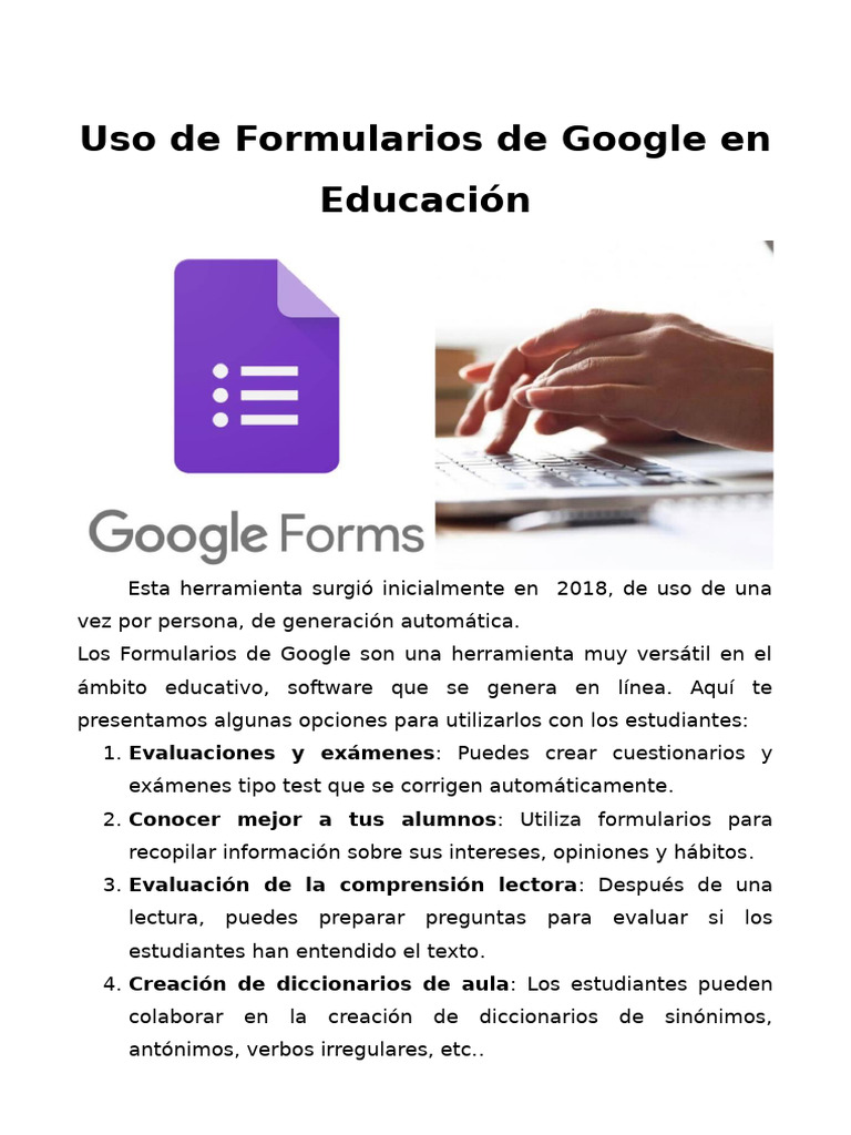 Uso de Formularios de Google en Educación | PDF | Software | Informática