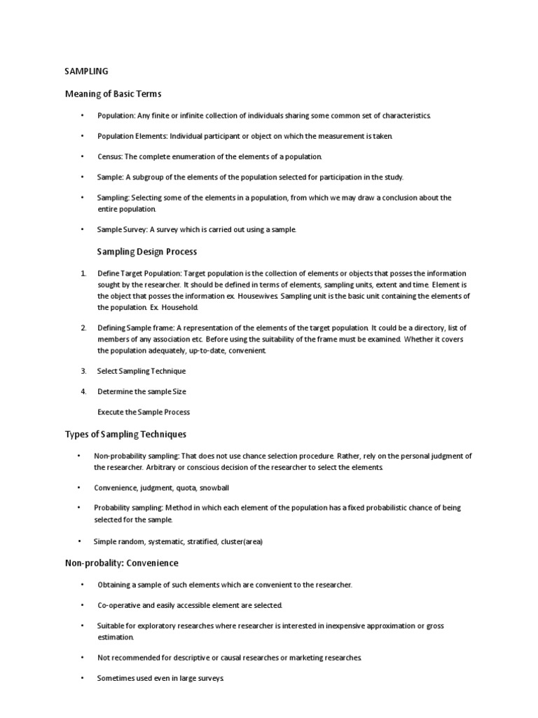 Sampling Meaning of Basic Terms | Download Free PDF | Sampling ...