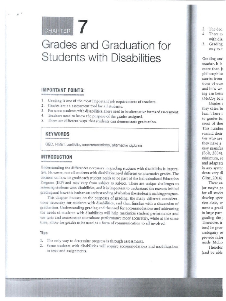 Chap 7 - Grades and Graduation For Students With Disabilities | PDF