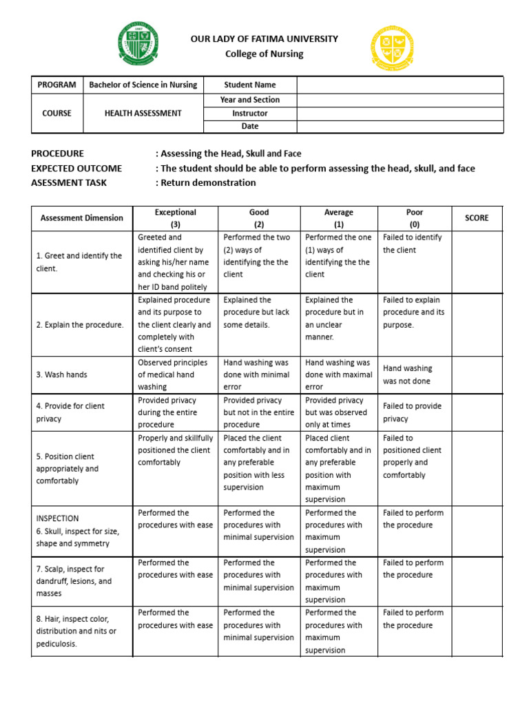 MIDTERM Wk7 Head Skull Face Assessment | PDF